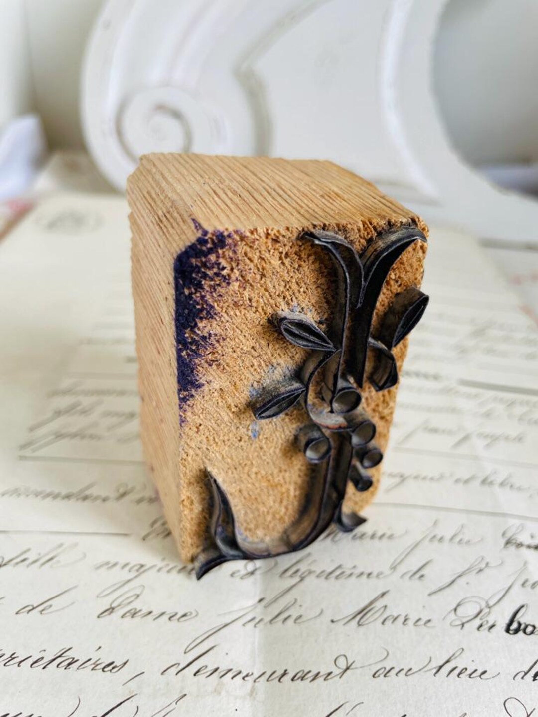 Antique French Printing Block Provencal Letter Wood Blocks Patterned ...