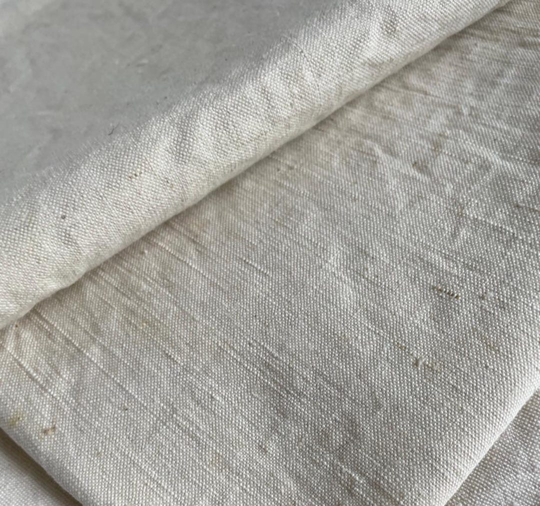 Vintage French Ecru Linen Toile Fleur Bleue Metis Untreated Calico ...