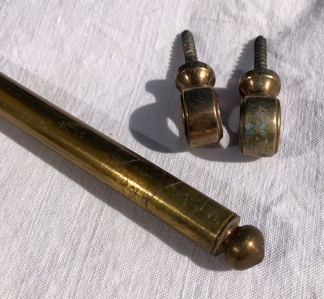 Antique French Brass Curtain Rod Vintage Bistro Pole for Nets or Half ...