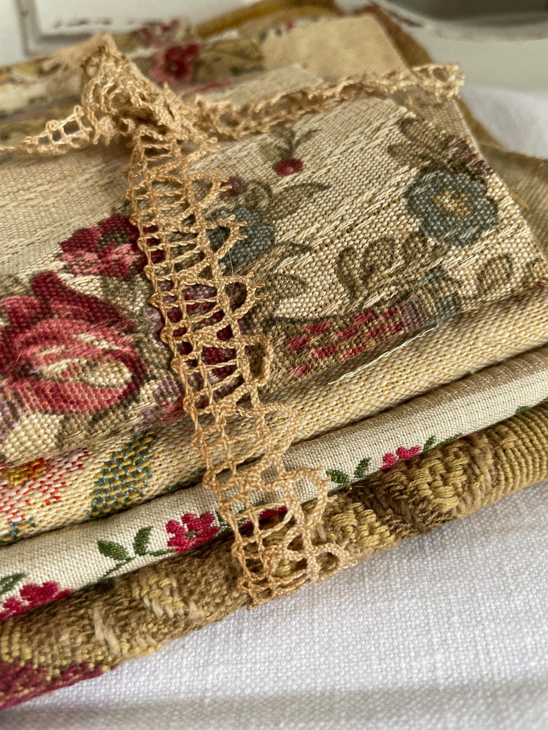 Vintage French Fabric Bundle of Woven Antique Textiles - Etsy
