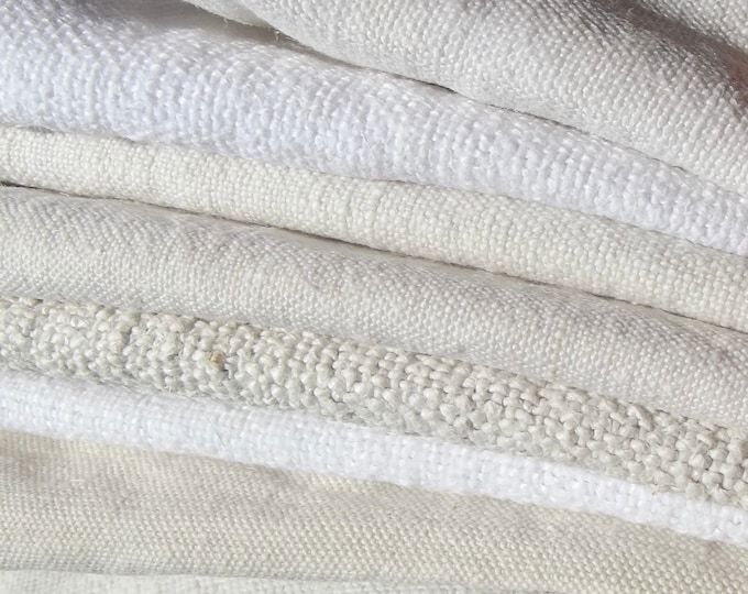 Bundle Vintage French Homespun Chanvre Linen Fabric Pieces Antique ...
