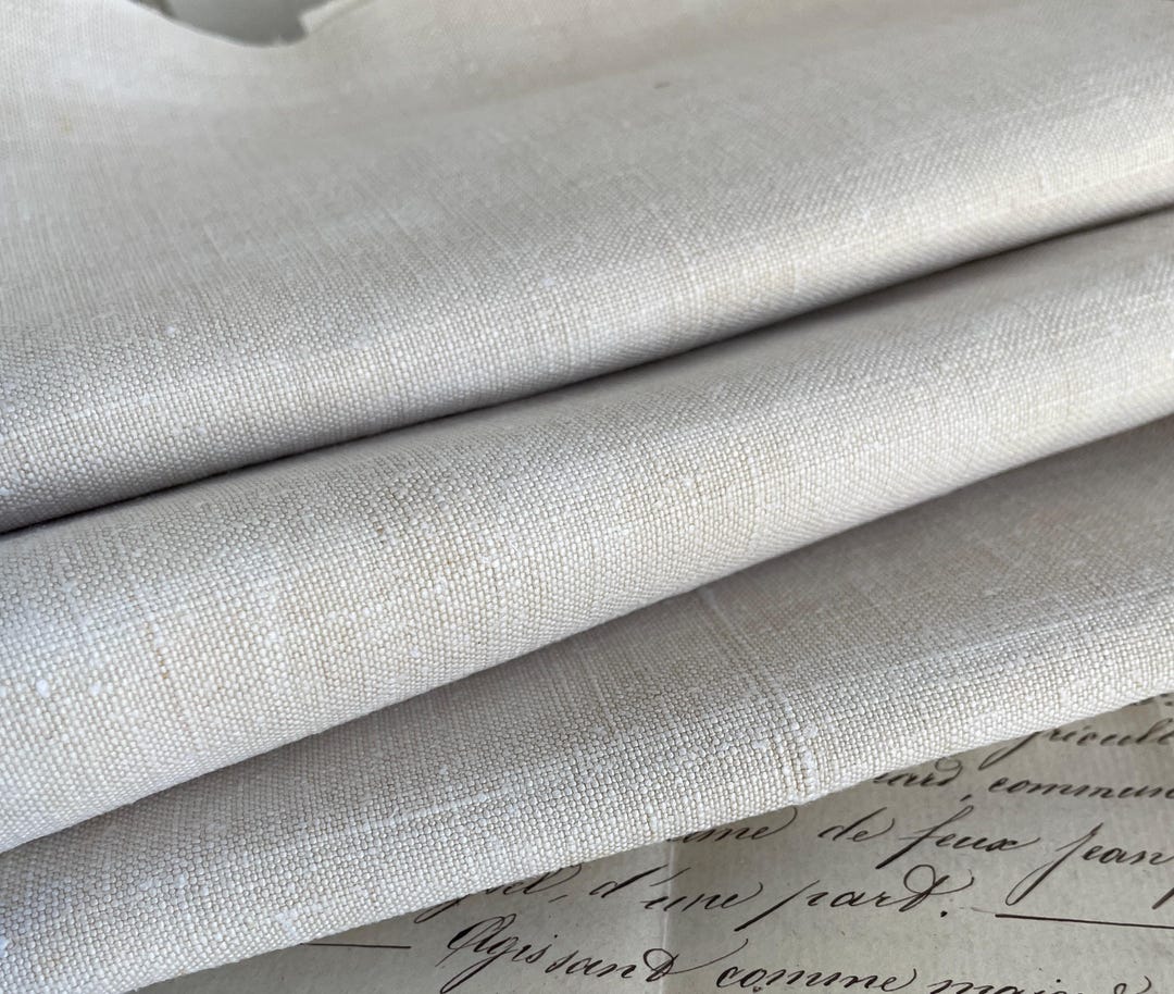Antique French Linen Fabric 19th Century Fine Flax Linen Oatmeal Hand ...