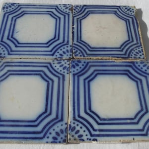 Set Antique French Tiles Blue White Handmade 19th Century Tiles - Etsy