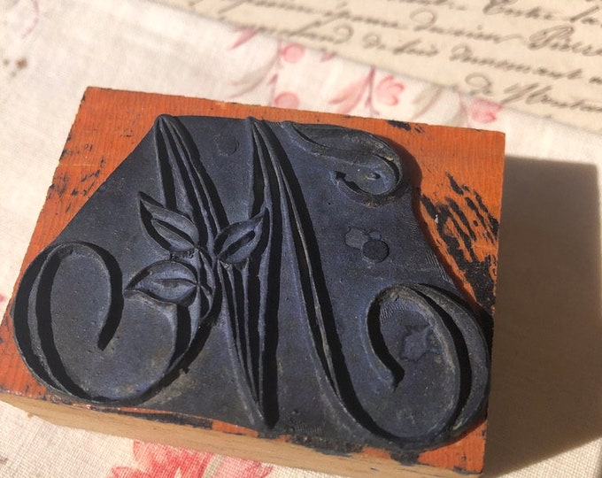 Antique French Monogram Letter M Stamp Fabric Embroidery Trousseau Linen Print - Etsy