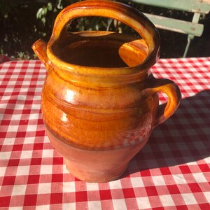 Vintage French Olive Oil Pitcher Crock Glazed Earthenware Provencal Oil ...
