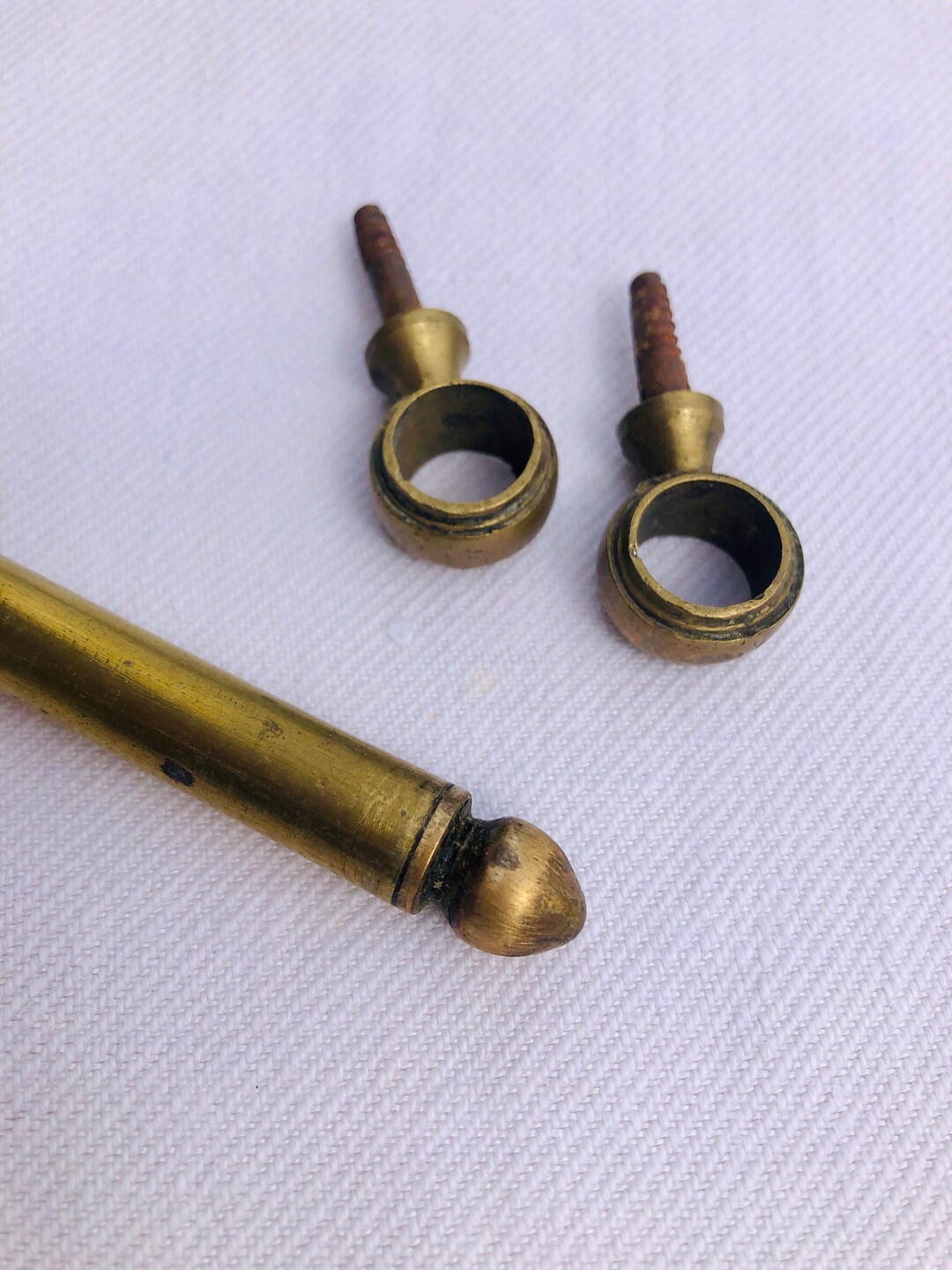 Antique French Brass Curtain Rod Vintage Bistro Pole for Nets or Wall ...