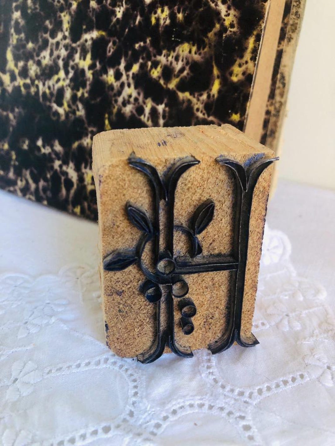 Antique French Monogram Letter H Stamp Embroidery Trousseau Linen ...