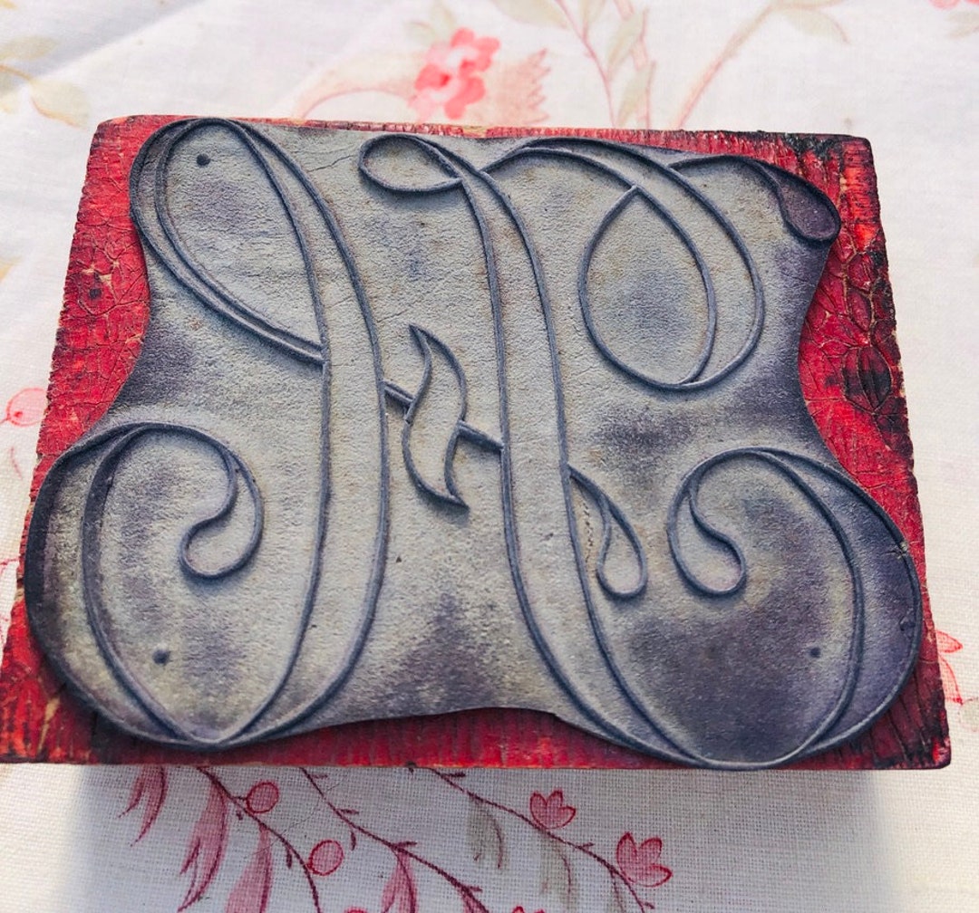 Antique French Monogram Letter H Stamp Embroidery Trousseau Linen ...