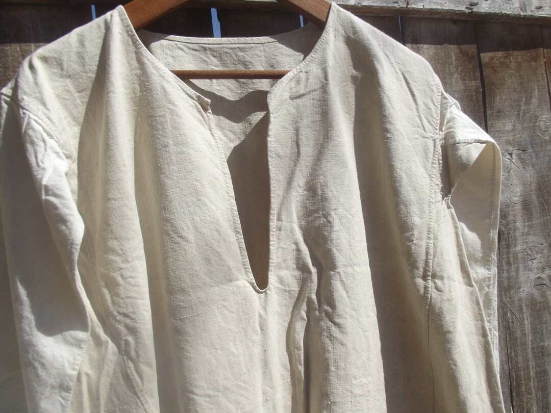 Antique French Peasant Chore Smock Chanvre Linen Tunic Robe Dress C1910 ...