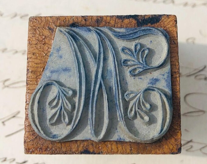 Antique French Monogram Letter M Stamp Fabric Embroidery Trousseau ...
