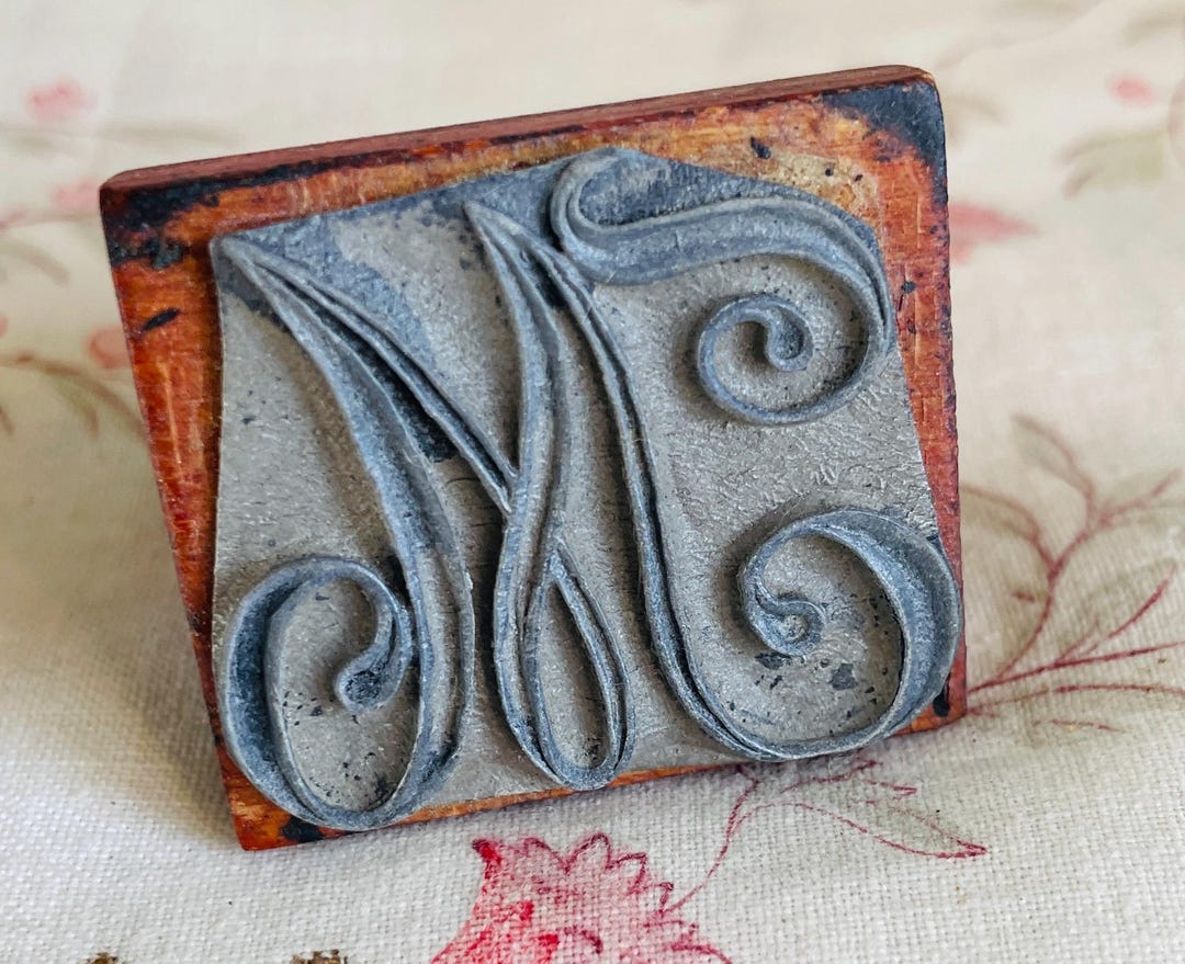 Antique French Monogram Letter M Stamp Fabric Embroidery Trousseau Linen Print - Etsy