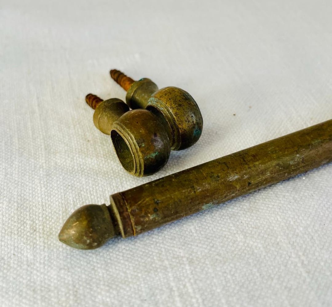 Antique French Brass Curtain Rods Vintage Bistro Poles for Nets or Half ...