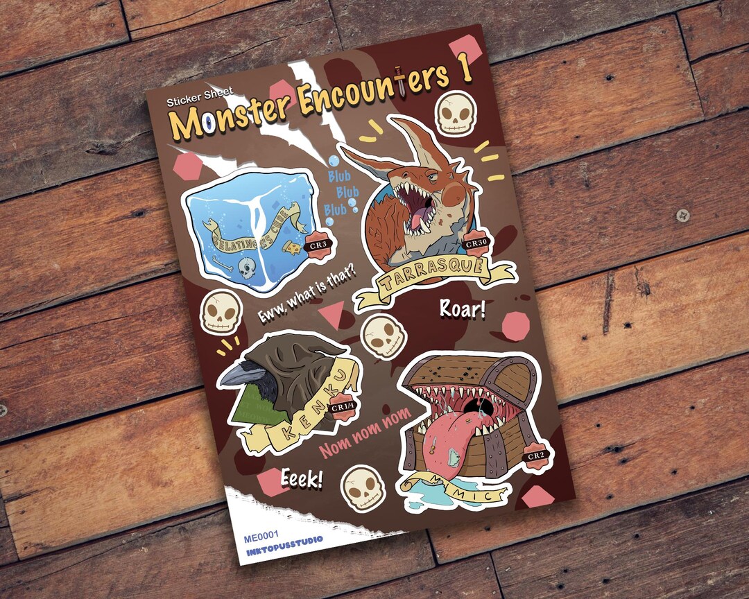 Dnd | Monster Encounters 1 - Hand-drawn Sticker Sheet | Matte Paper - Etsy