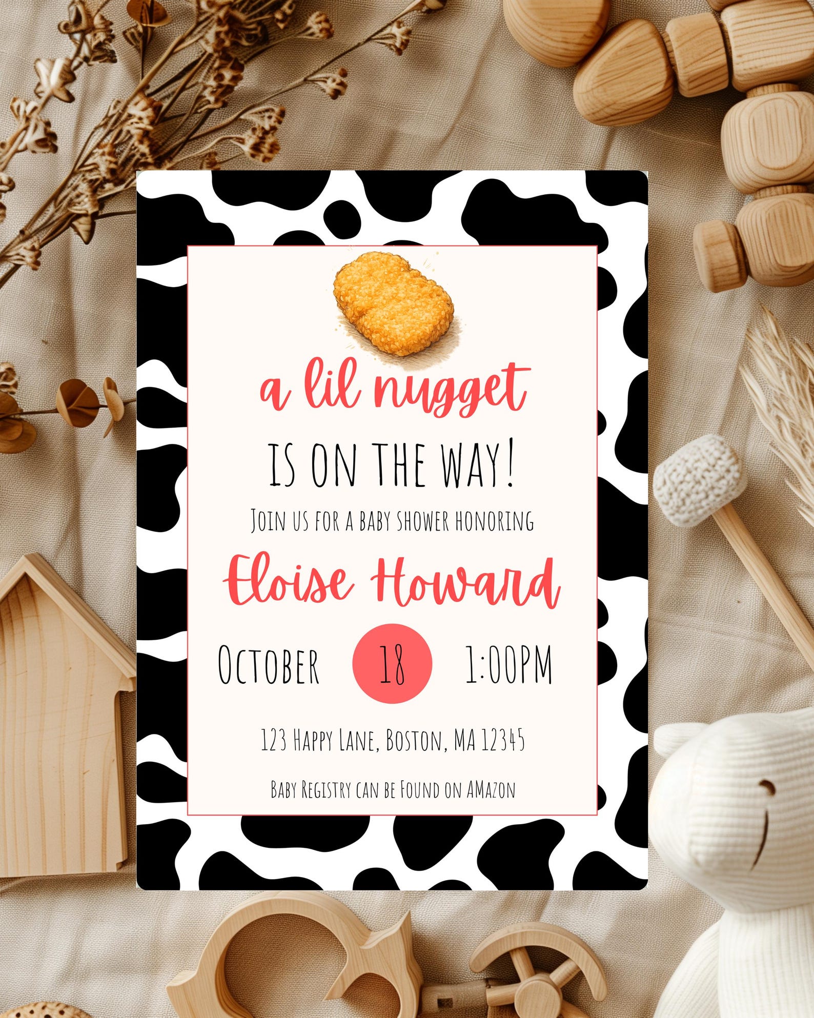 Lil Nugget is on the Way Baby Shower Invitation | Chicken Nugget Baby ...