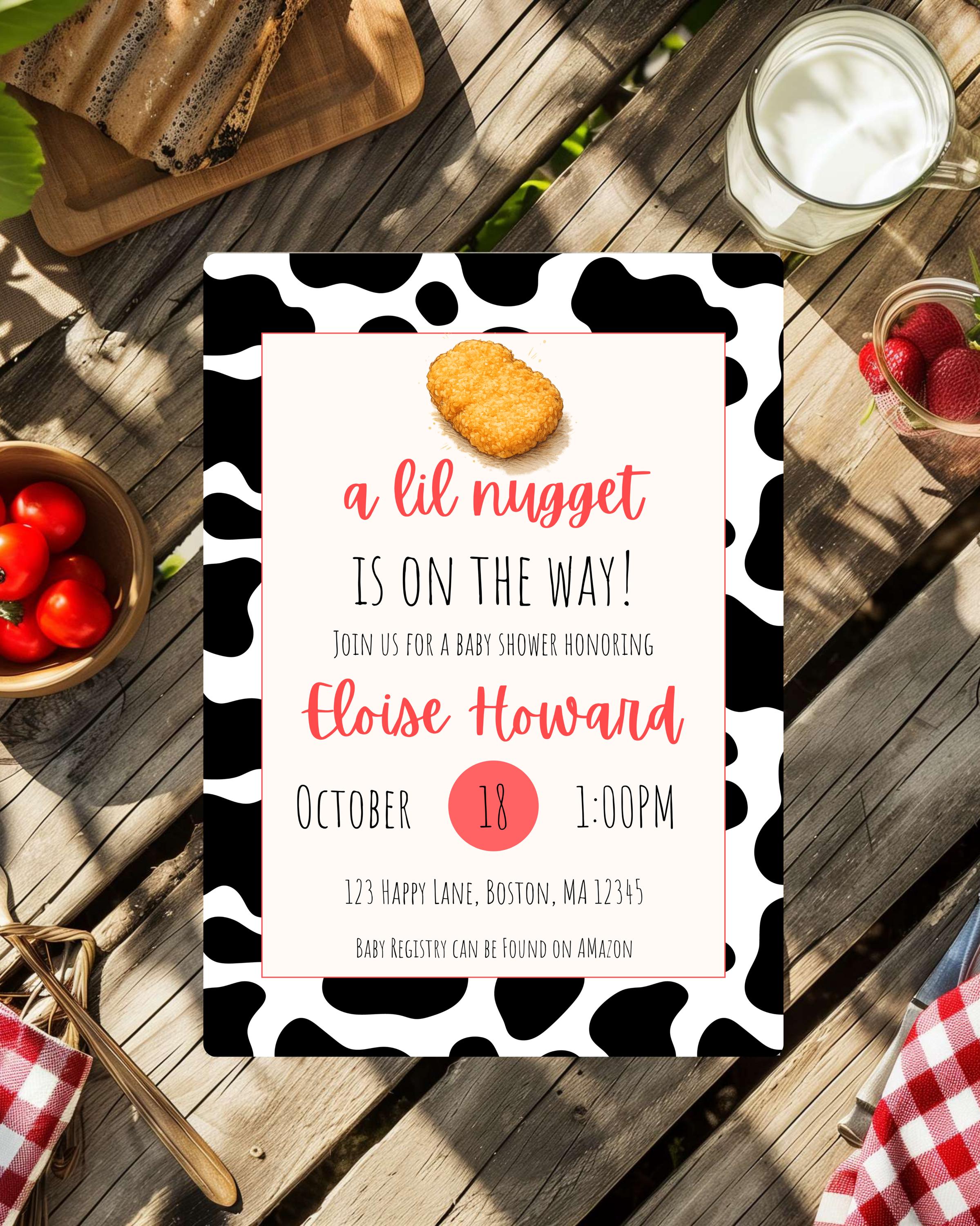 Lil Nugget is on the Way Baby Shower Invitation | Chicken Nugget Baby ...