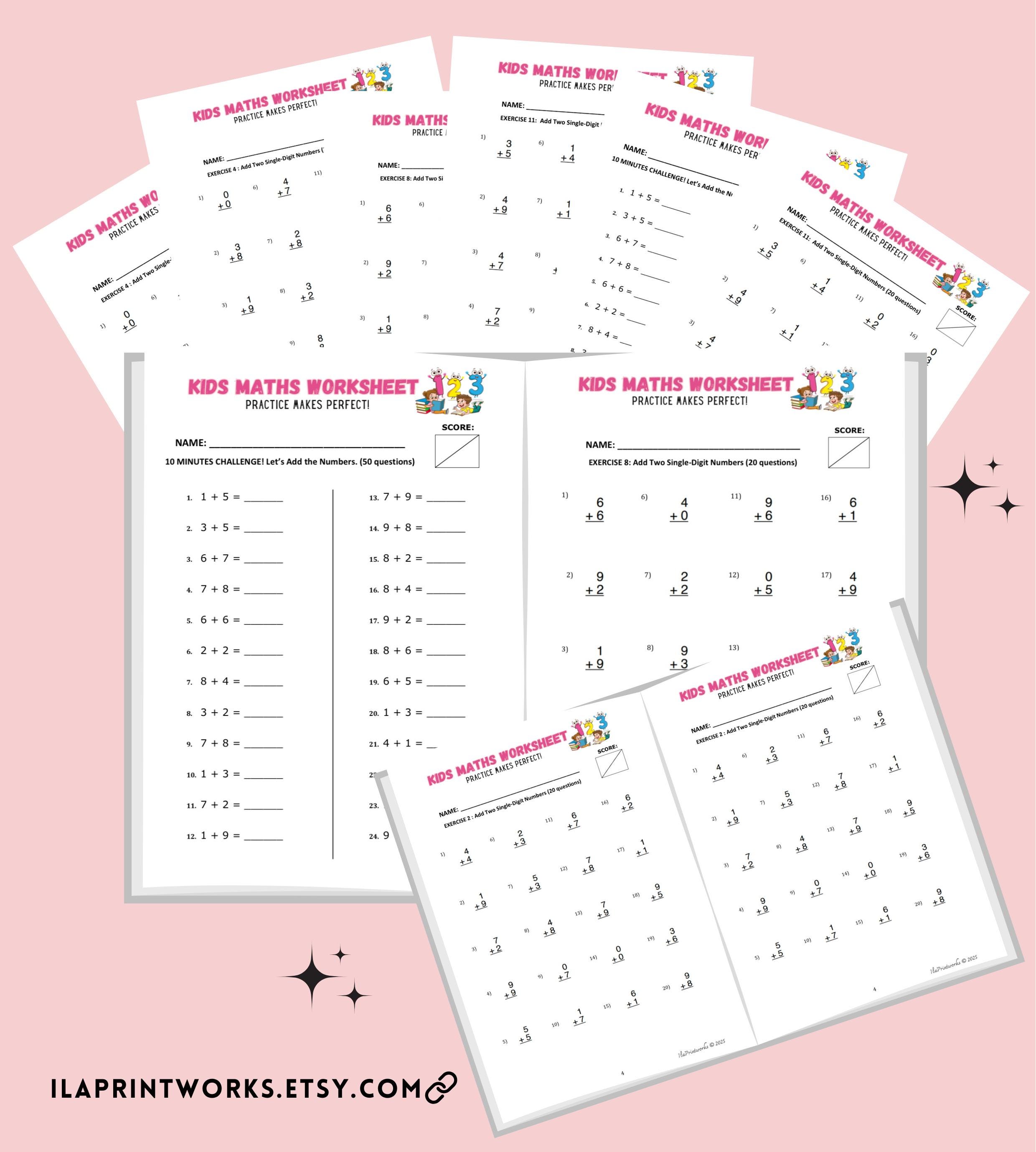 Addition Kids Worksheets Preschool, Math Problems, 1st Grade Single ...