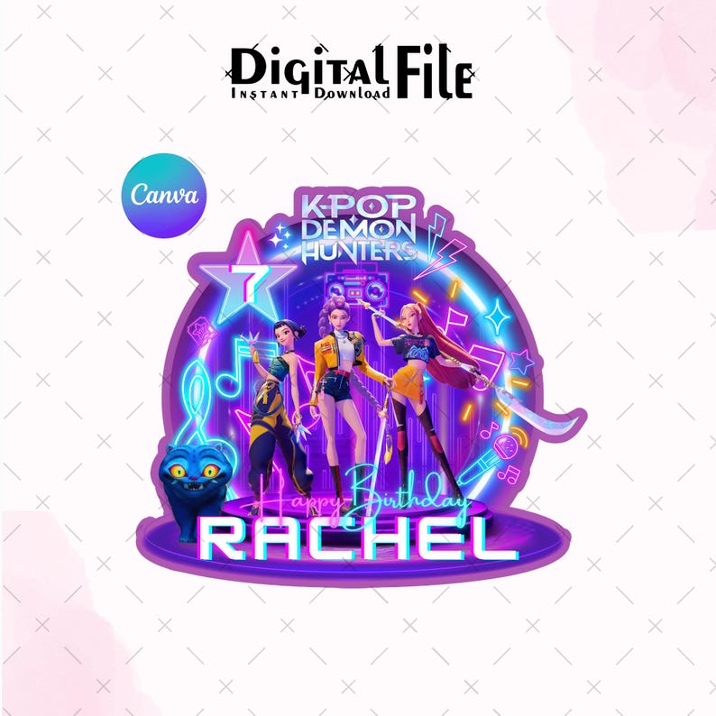 Editable Demon Hunter Kpop Clipart Png Pdf Birthday Party Decoration - Etsy