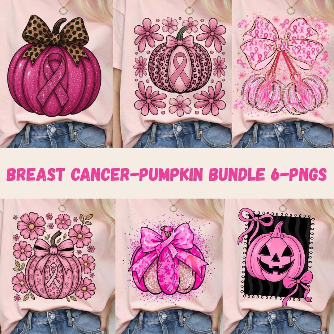 Pink Breast Cancer Pumpkin Sublimation Bundle | 6 PNG Designs ...