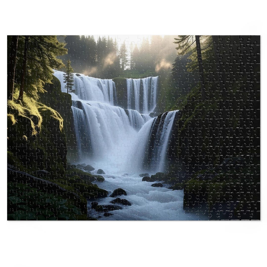 Serene Waterfall Jigsaw Puzzle With Tin, Nature Puzzle Gift, Relaxing ...