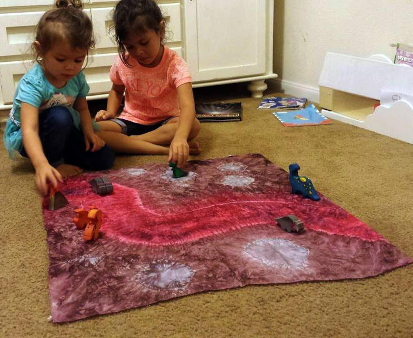 Playsilk Dinosaur Lava Mesozoic Era ~ Play Mat ~ Hand Dyed ~ Waldorf ...