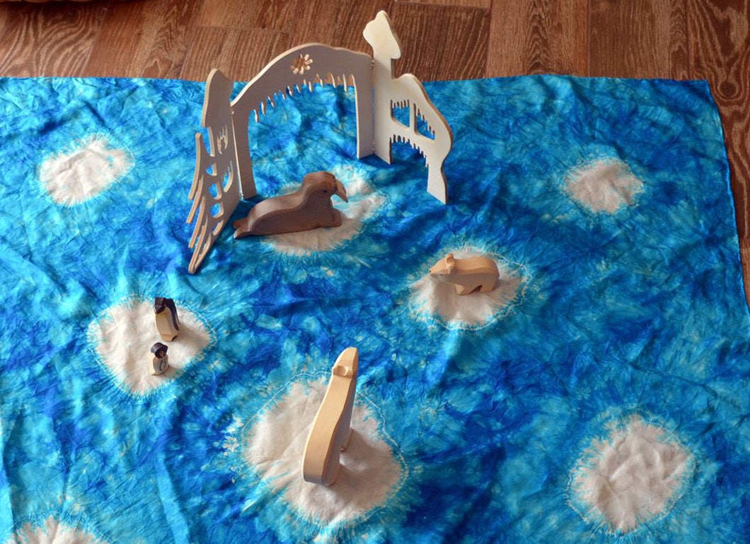 Playsilk Arctic Iceberg Playsilk Play Mat Hand Dyed - Etsy