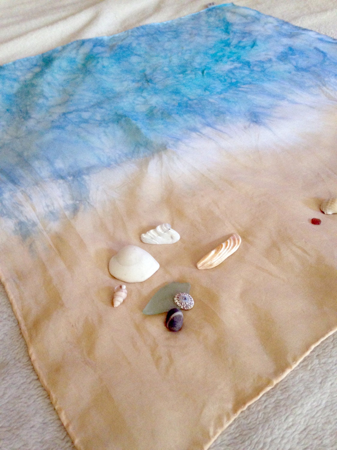 Playsilk Pastel Beach Playsilk ~ Play Mat ~ocean ~ Hand Dyed ~ Waldorf ...