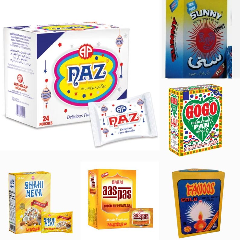 Pick & Mix 50pcs Box of Rasily, Elaichi, Naaz Paan Masala, Tulsi, Sunny ...