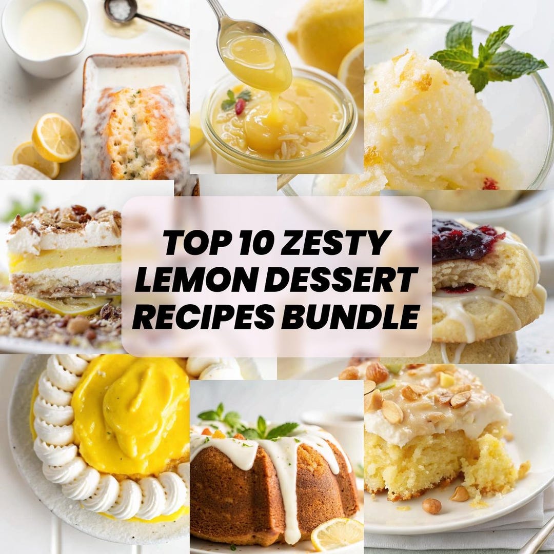 Zesty Lemon Dessert Recipe Bundle: Cakes, Breads, Sorbet & Brownies - Etsy