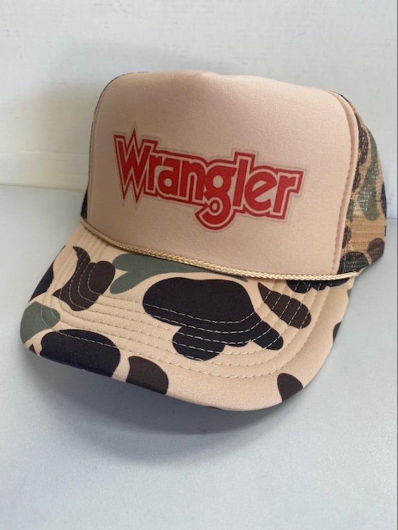 Wrangler Trucker Hat Mesh Vintage Snapback Hat Camo - Etsy