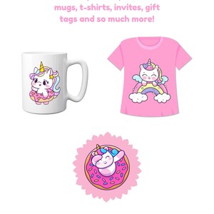 Unicorn Digital Download Kawaii Clip Art Bundle Cute Unicorn Clip Art ...