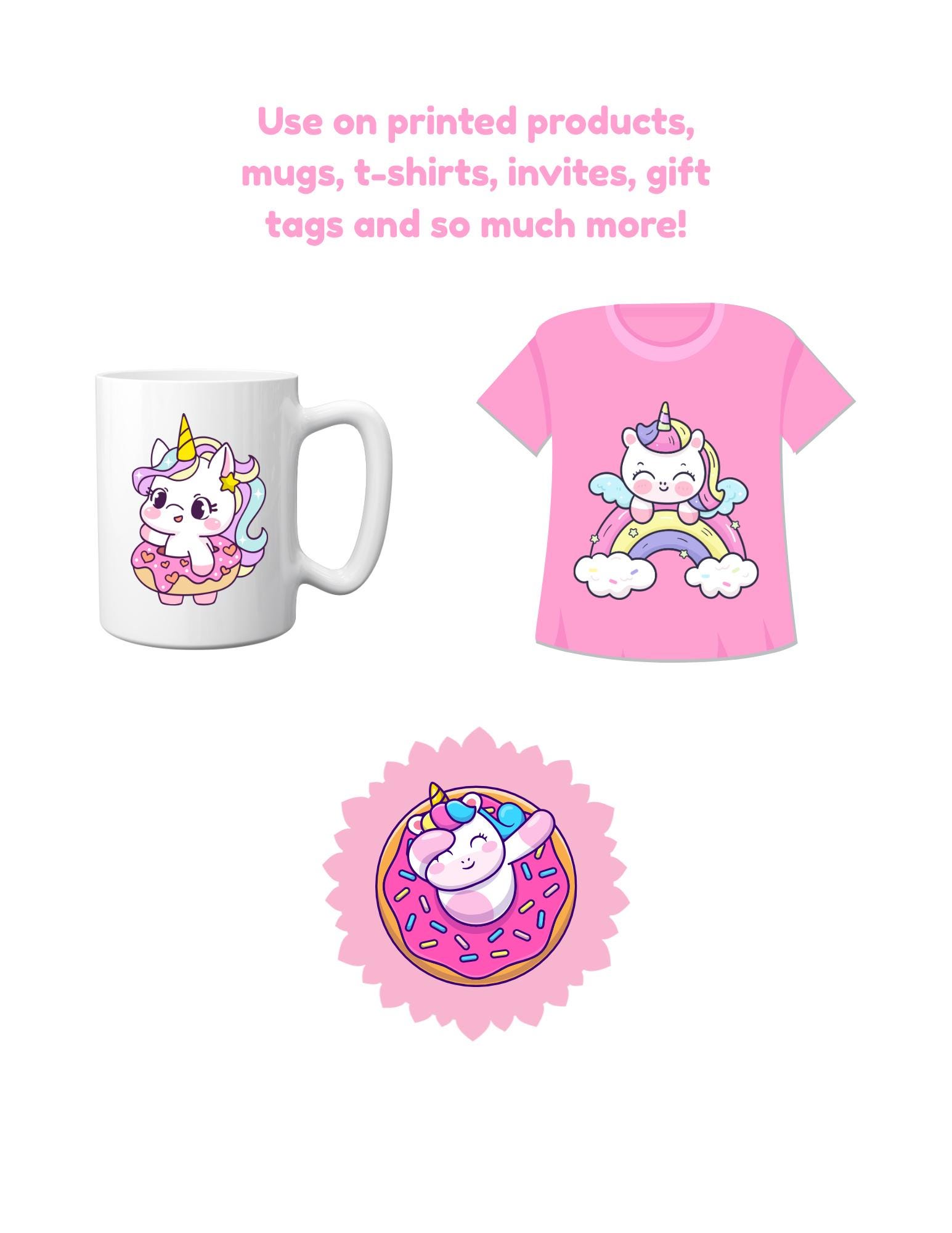 Unicorn Digital Download Kawaii Clip Art Bundle Cute Unicorn Clip Art ...