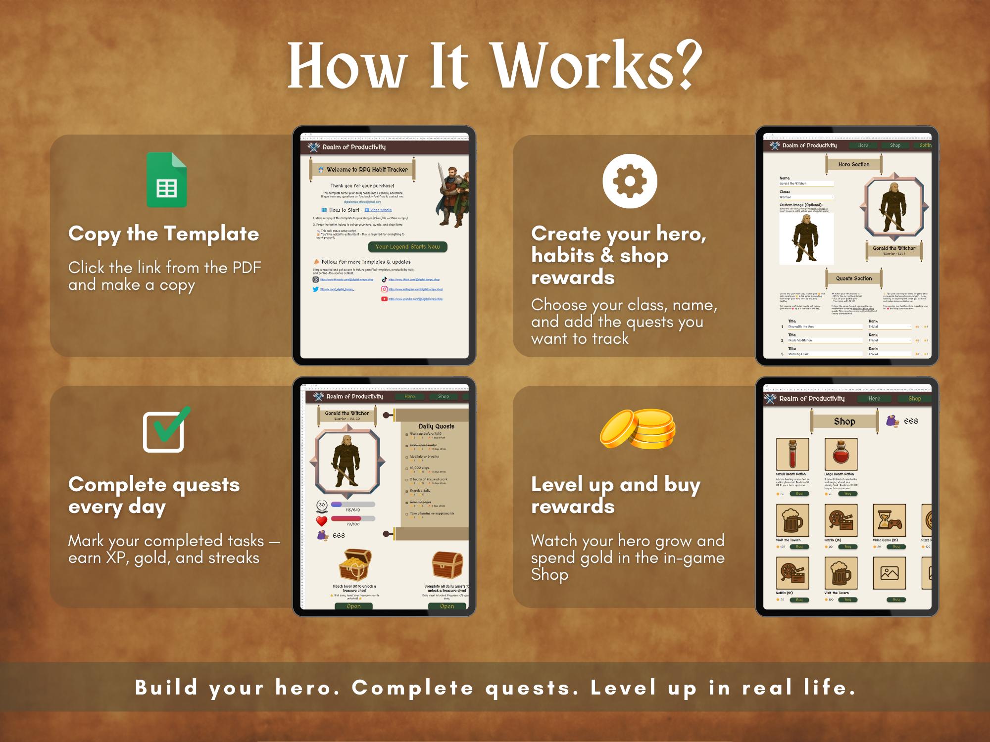 Google Sheets Habit Tracker – Gamified ADHD Planner & Daily Routine ...