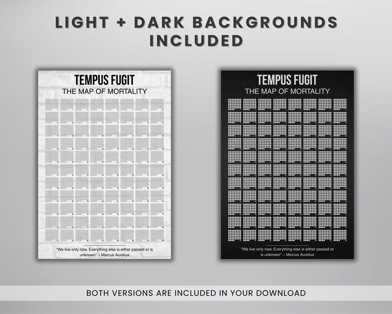 Tempus Fugit Life Calendar Printable | Map of Mortality Weeks Tracker ...