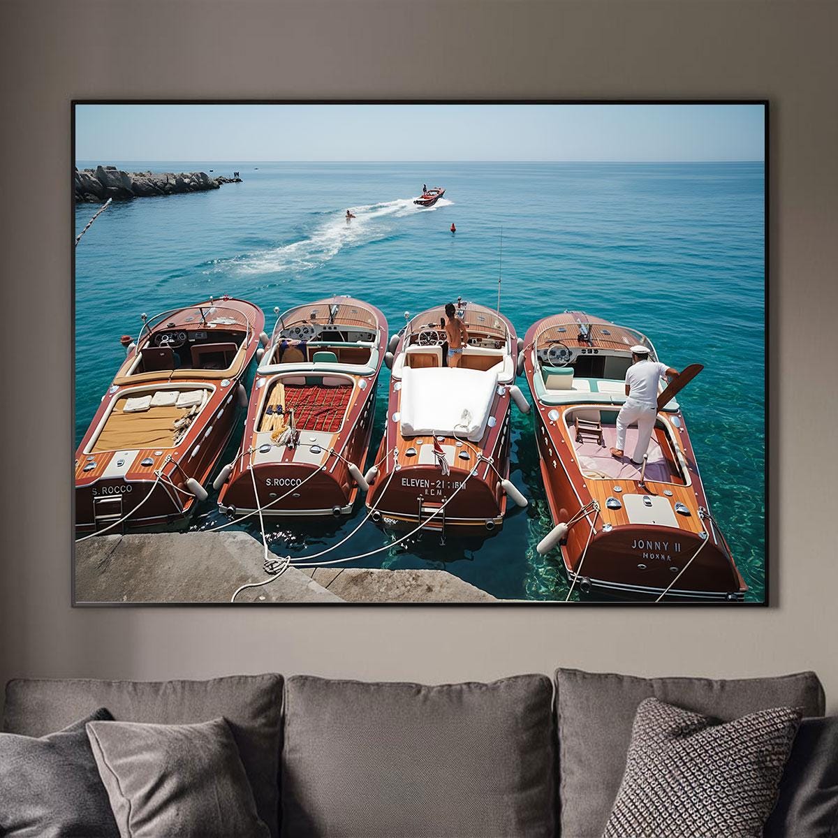 Wood Vintage Boat Posters Tahoe Yacht Club Wooden Boat Signed Print