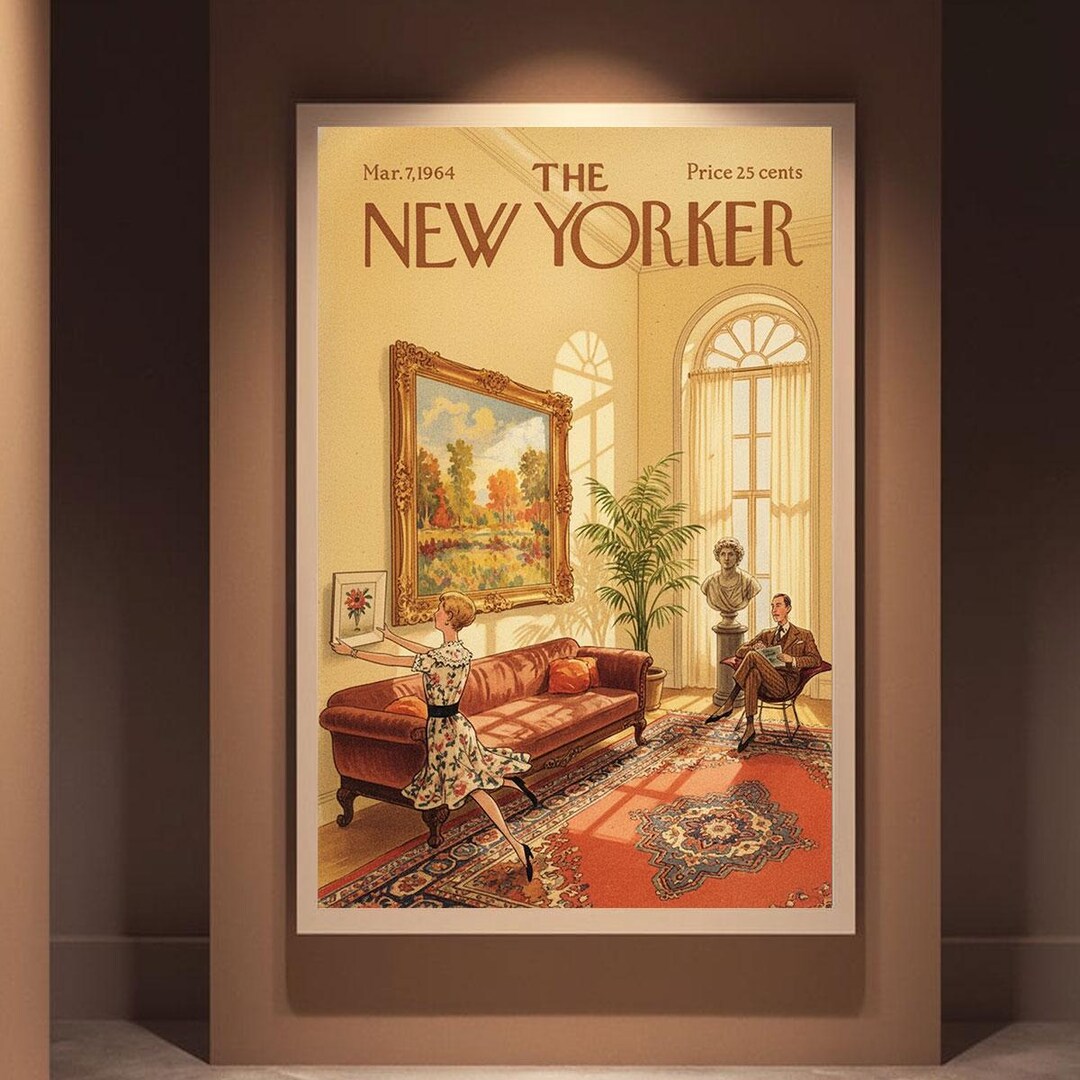 The New Yorker 1964 Vintage Wall Art – Elegant Mid-century Living Room ...