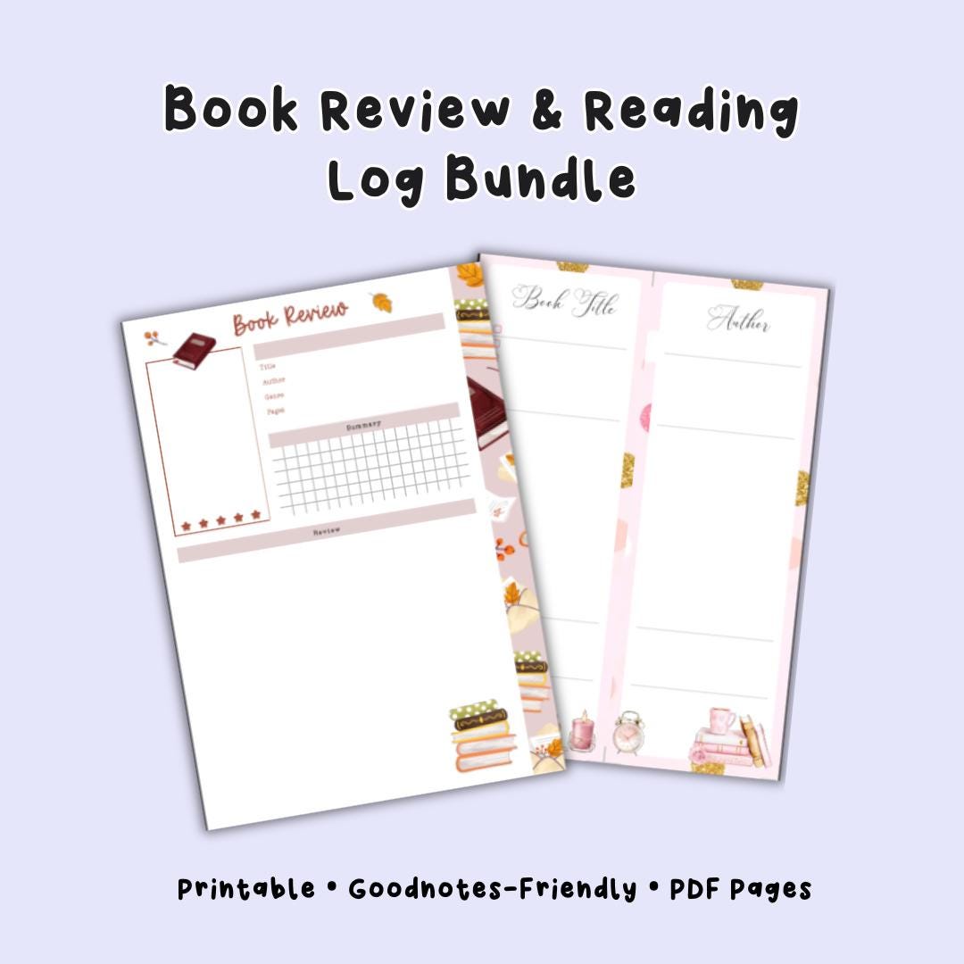 Book Review & Reading Log Bundle | Printable Book Journal Pages ...