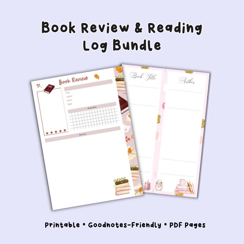 Book Review & Reading Log Bundle | Printable Book Journal Pages ...