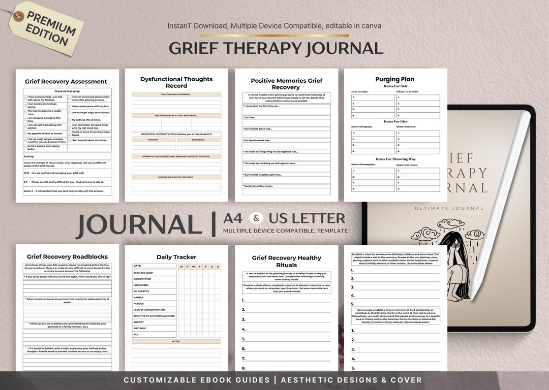 Grief Therapy Journal: Healing & Memory Prompts (digital Download) - Etsy