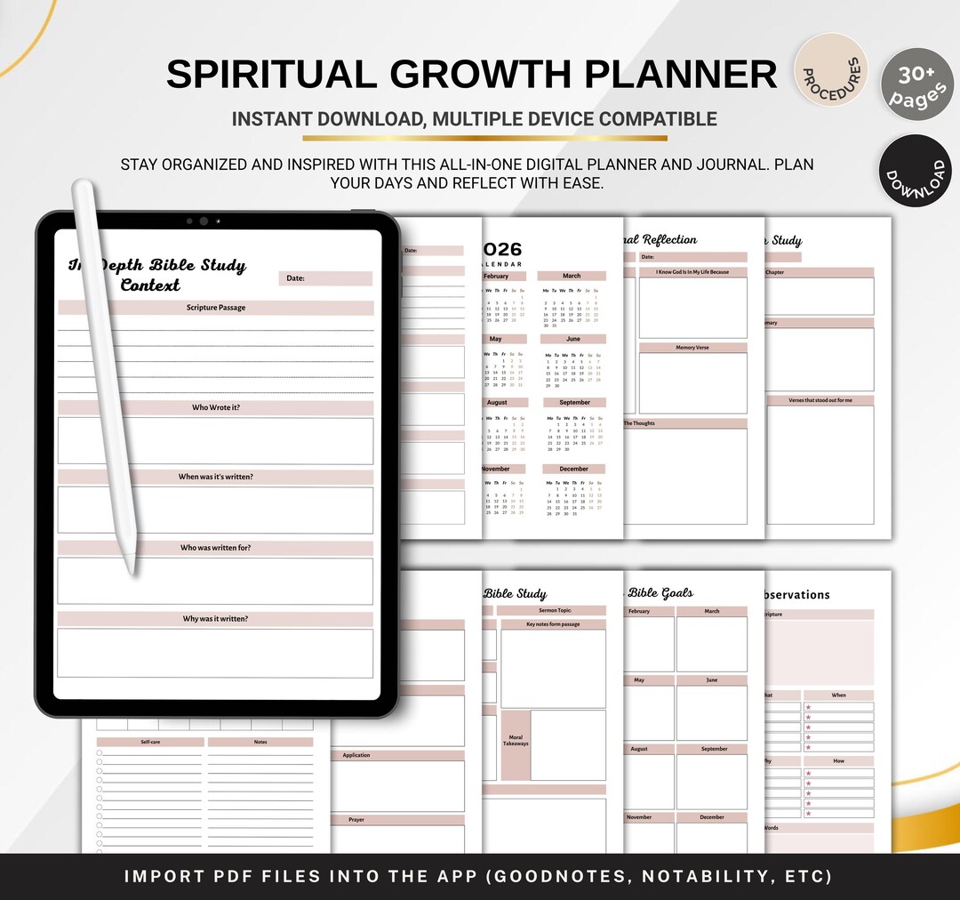 Spiritual Growth Planner Printable, Faith and Devotion Journal PDF ...