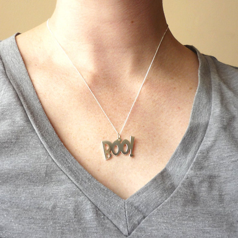 BOO Sterling Silver Handmade Pendant | Etsy