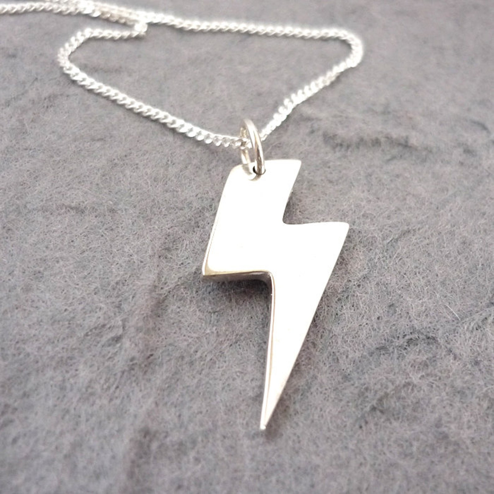 Sterling Silver Lightning Bolt Handmade Pendant - Etsy