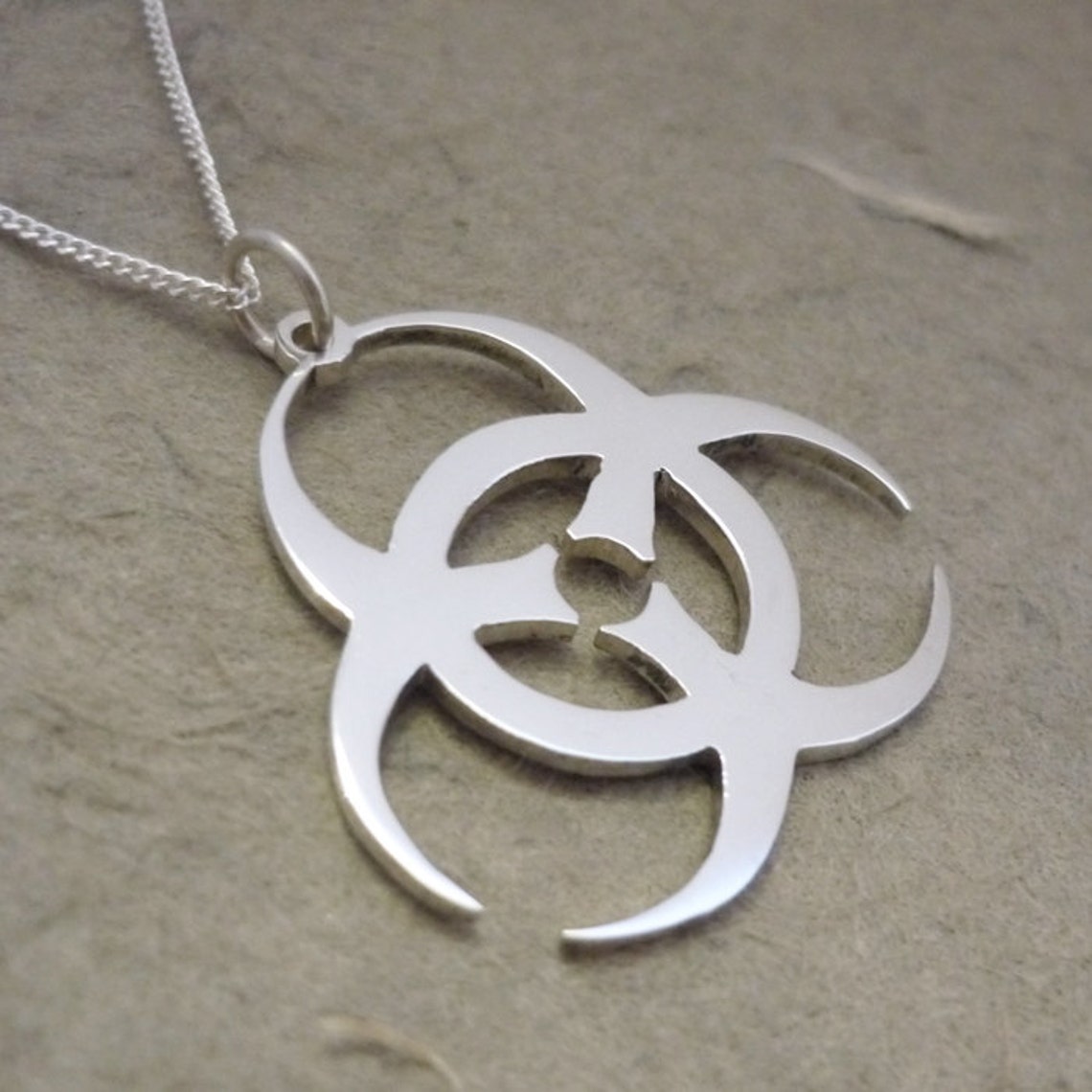 Sterling Silver Simple Biohazard Symbol Pendant on Chain - Etsy