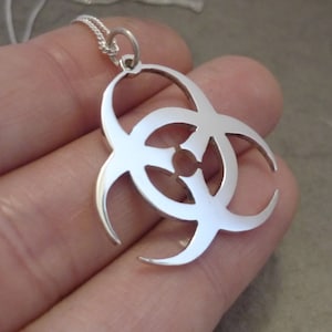 Sterling Silver Simple Biohazard Symbol Pendant on Chain - Etsy