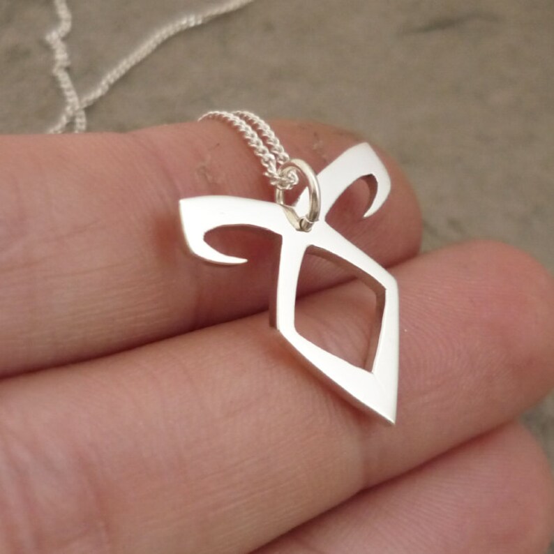 Angelic Rune Sterling Silver Handmade Pendant - Etsy