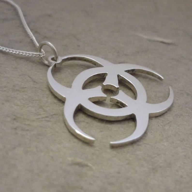 Sterling Silver Simple Biohazard Symbol Pendant on Chain - Etsy