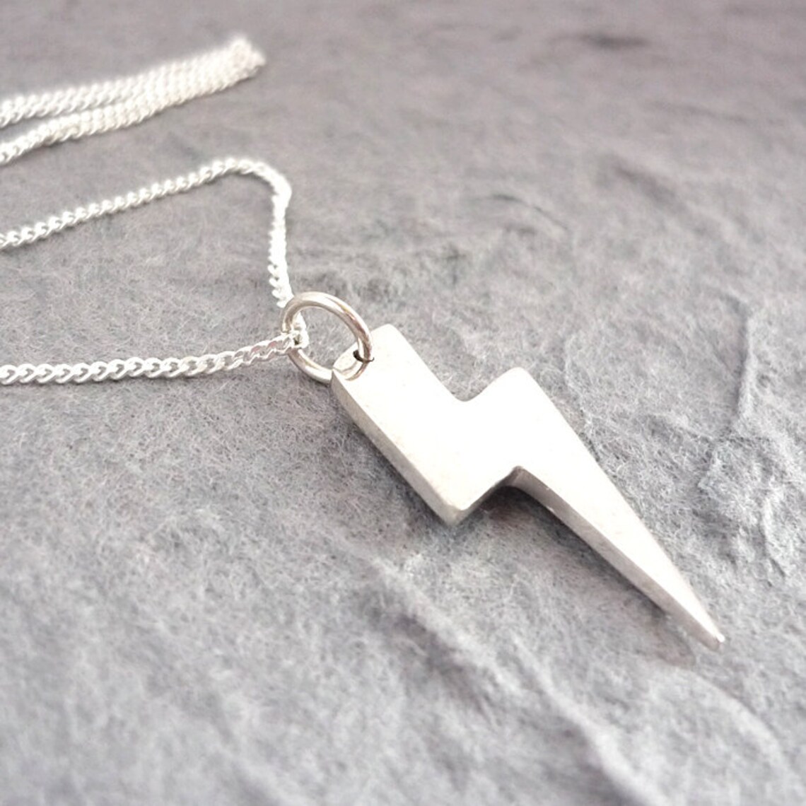 Sterling Silver Lightning Bolt Handmade Pendant - Etsy