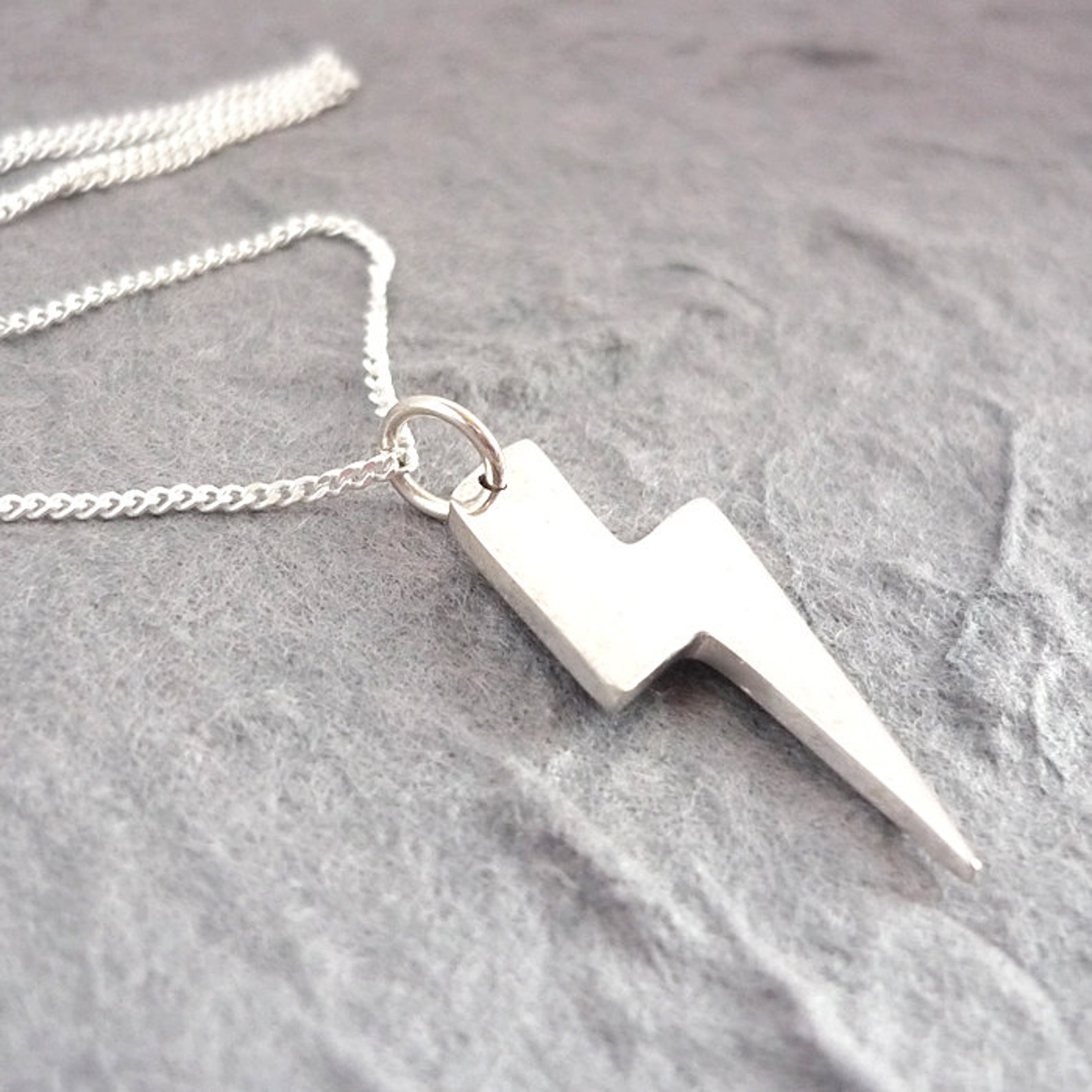 Sterling Silver Lightning Bolt Handmade Pendant - Etsy