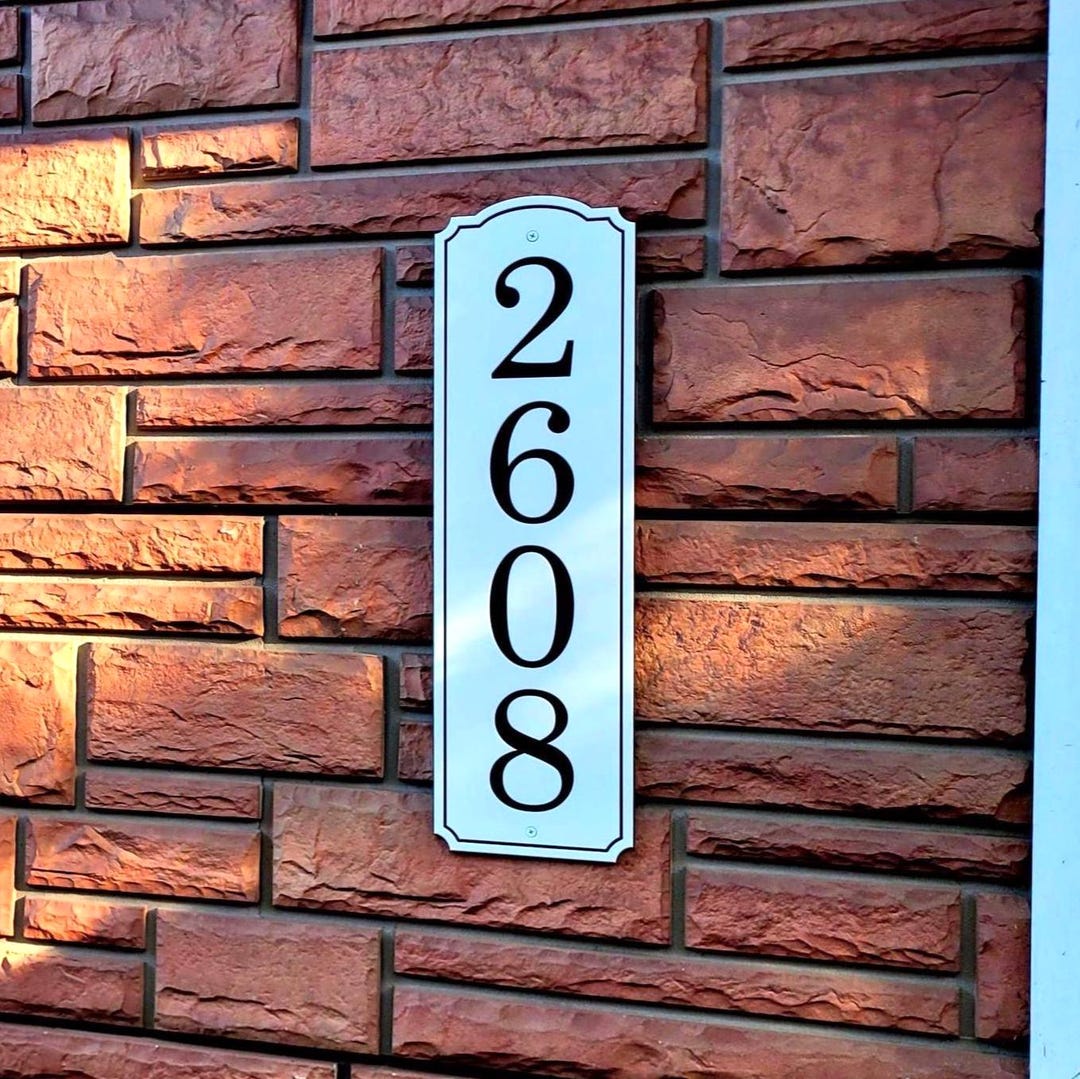 Classic Engraved House Number Sign, Premium Custom Vertical Address ...