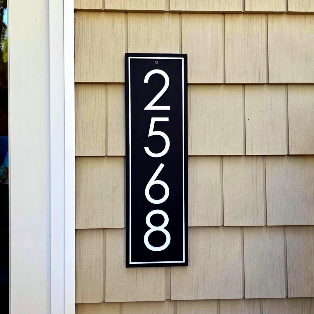 Modern Engraved House Number Sign, Premium Custom Vertical Address ...