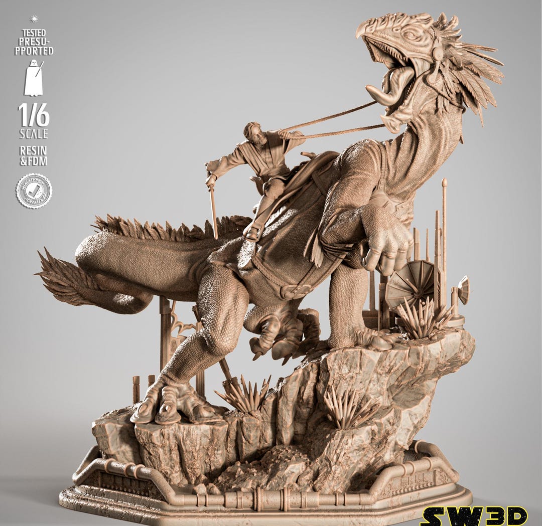 Obi Wan and Boga From Star Wars - STL Model for Resin Printer Figure 3D ...